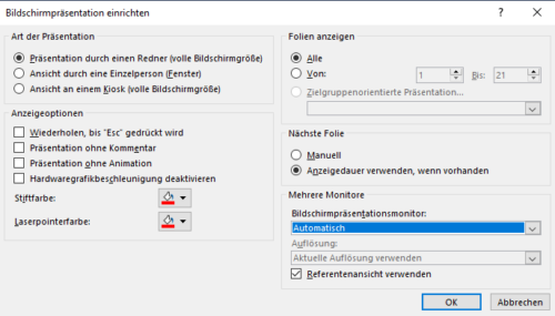 Bildschirm für Powerpoint-Präsentation festlegen - HomeOffice Gadgets